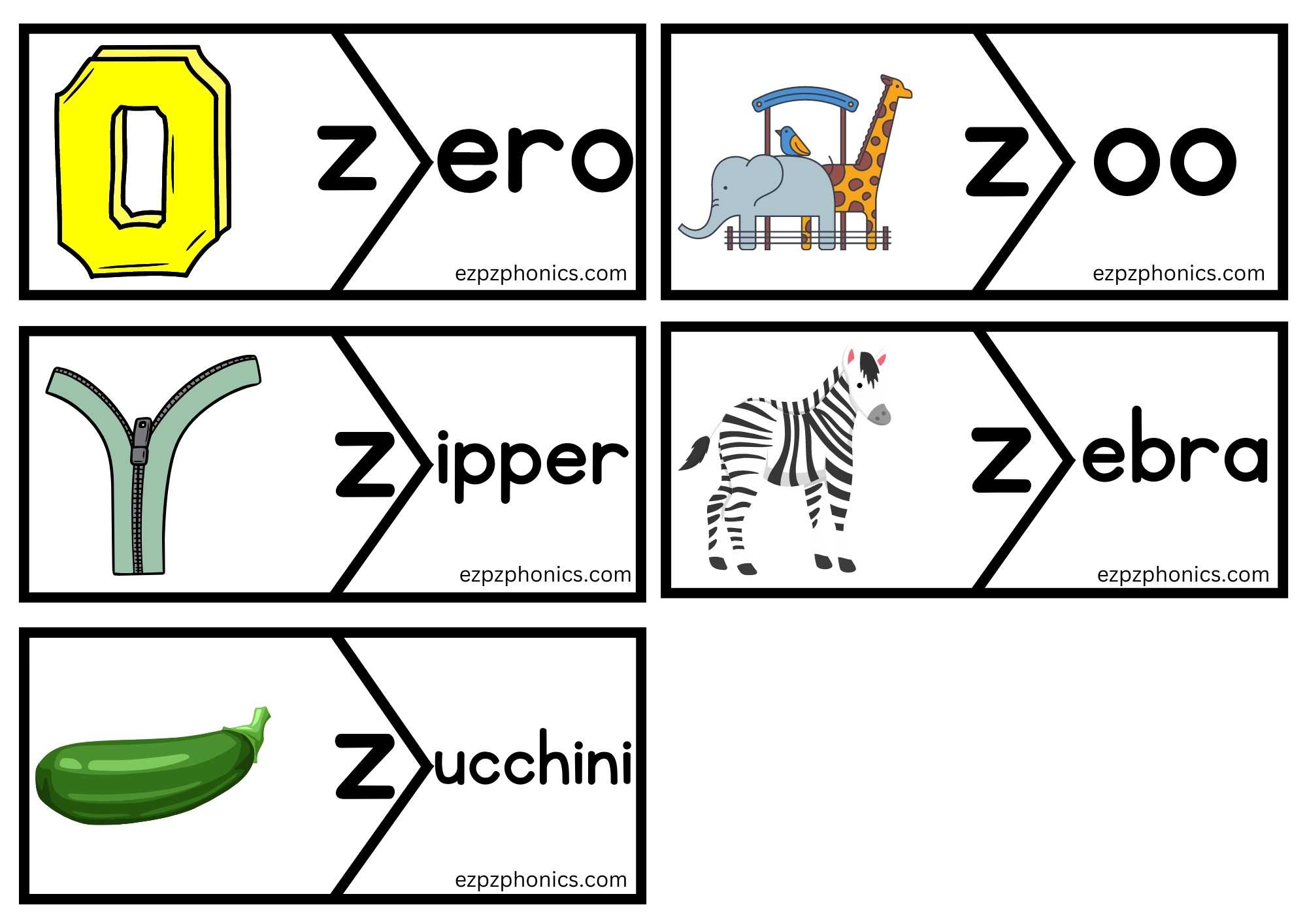 Letter Z Write And Find Beginning Sounds Worksheet - ezpzphonics.com
